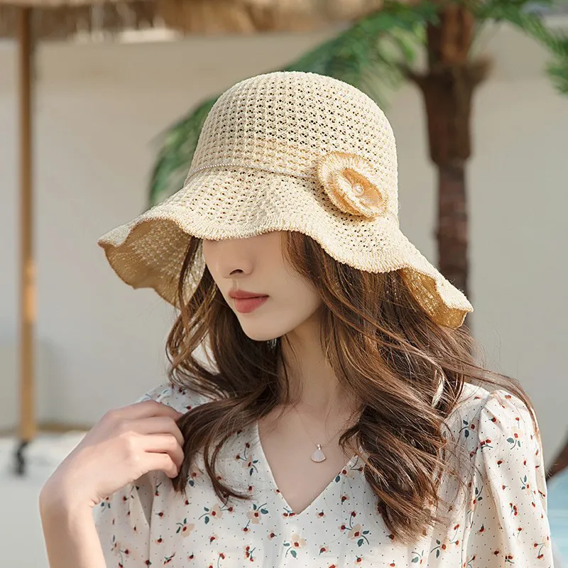Fishing hat sun protection straw bucket hat with 3.5 in brim UV ...