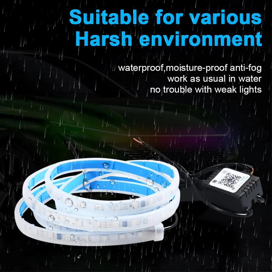 RGB LED Car Headlight Strips - Flexible Daytime Running Lights with ...