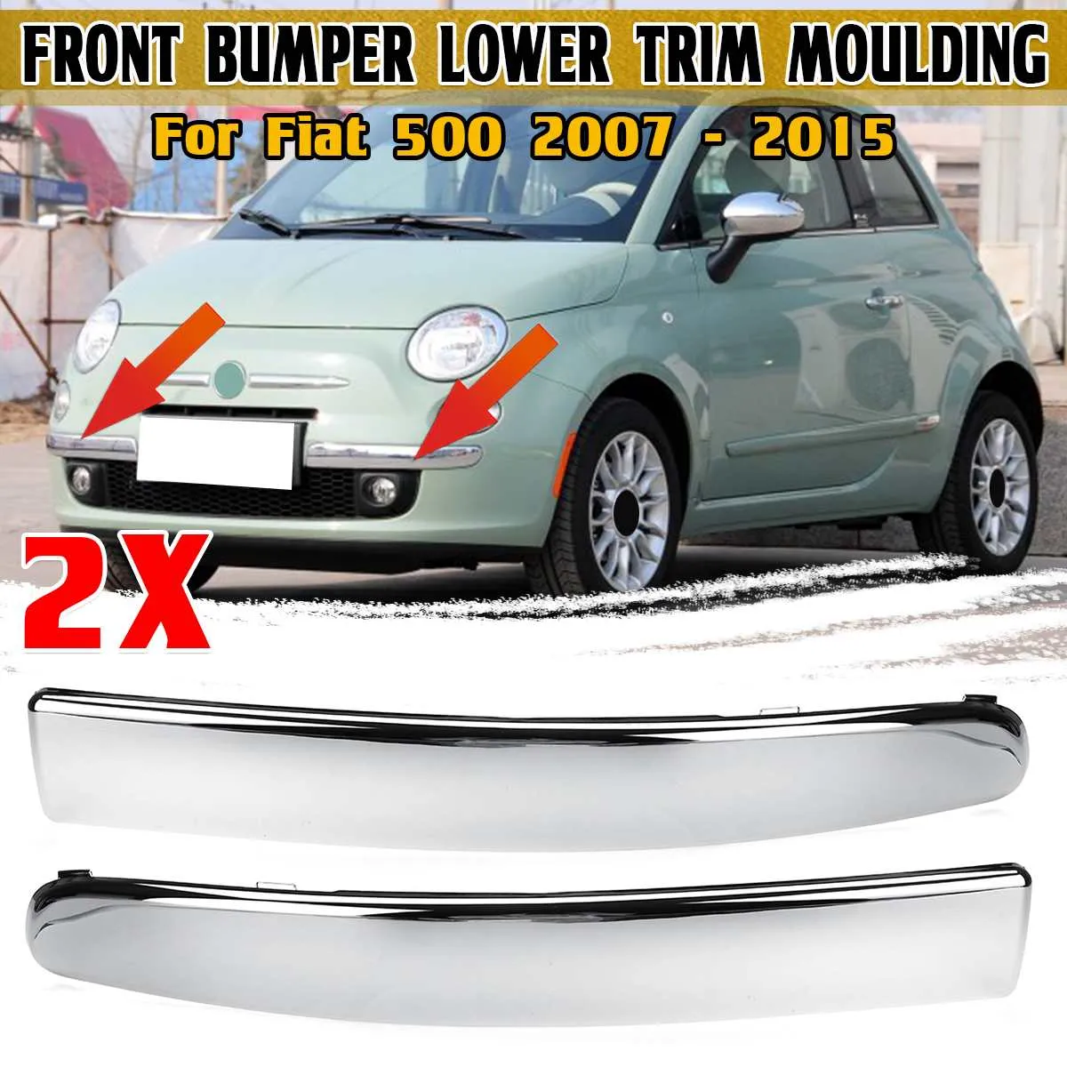Chrome Silver Car Front Bumper Lower Trim Cover For Fiat 500 2007 2015 Moulding 735455056 Chromium Style 2 Bump From Ddmylovely 18.49 DHgate.Com
