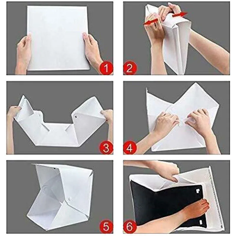Folding Lightbox 23*22*24cm Portable Photography Photo Studio Tent LED ...