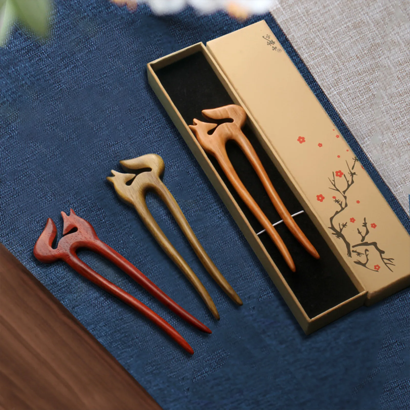 Vintage Fox Hair Chopsticks: Rosewood Chinese Bun Pins for Elegant Hair ...