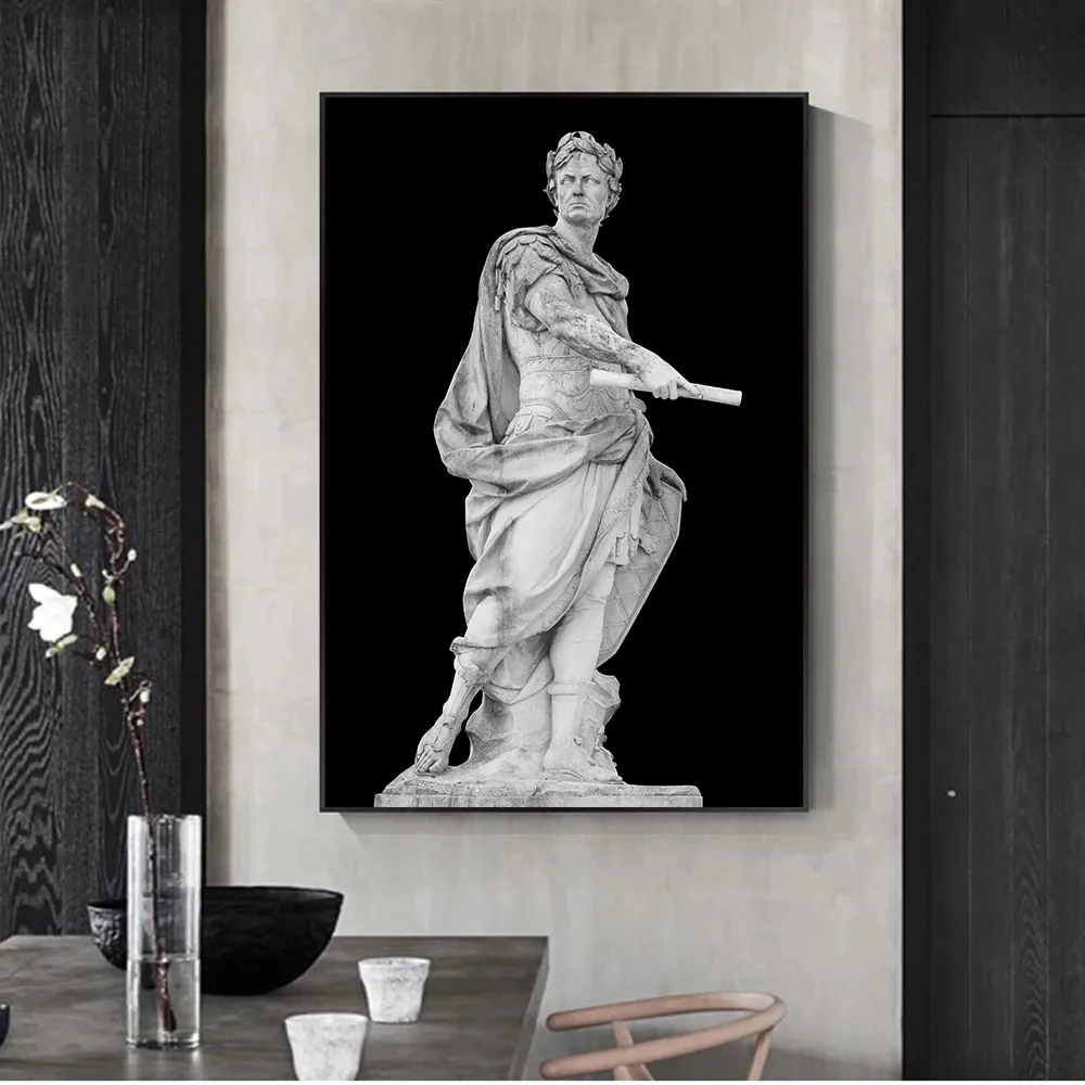 Decorative Statues For Living Room, Black And White Caesar Canvas Art ...