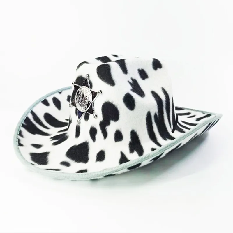 Thickened Faux Fur Cow Print Cowboy Hat Rolled Brim... From Ddmylucky ...