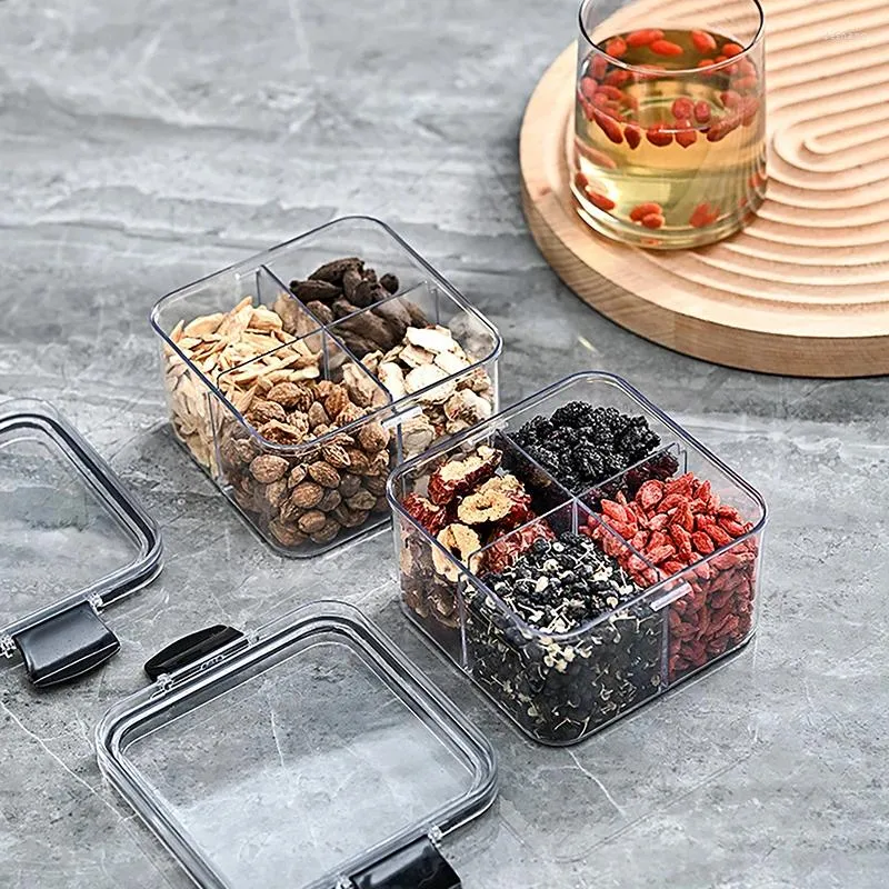 4-Grid Airtight Food Storage Containers - Transparent Kitchen ...