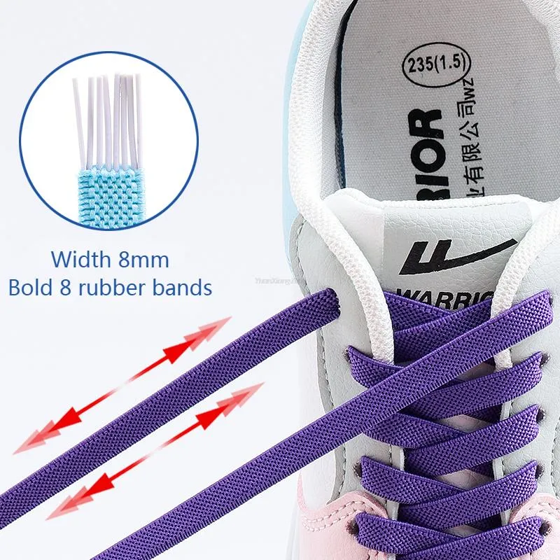 Magnetic Lock Shoe Laces 8MM Bold Flat Elastic Lace For Sneakers, Kids ...