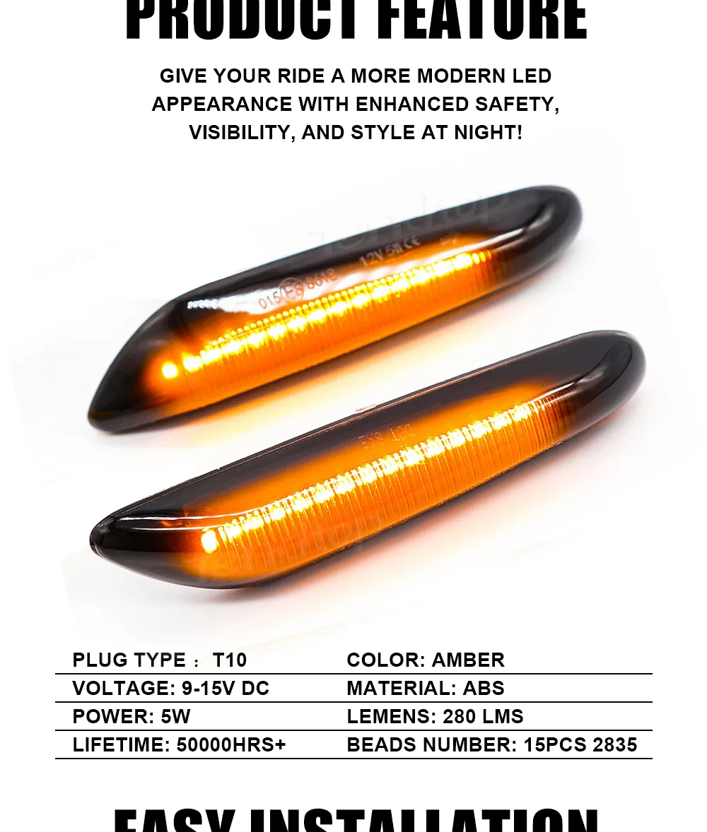 LED Turn Signal Light Side Marker Indicator Lamp for BMW E60 E61 E87 ...