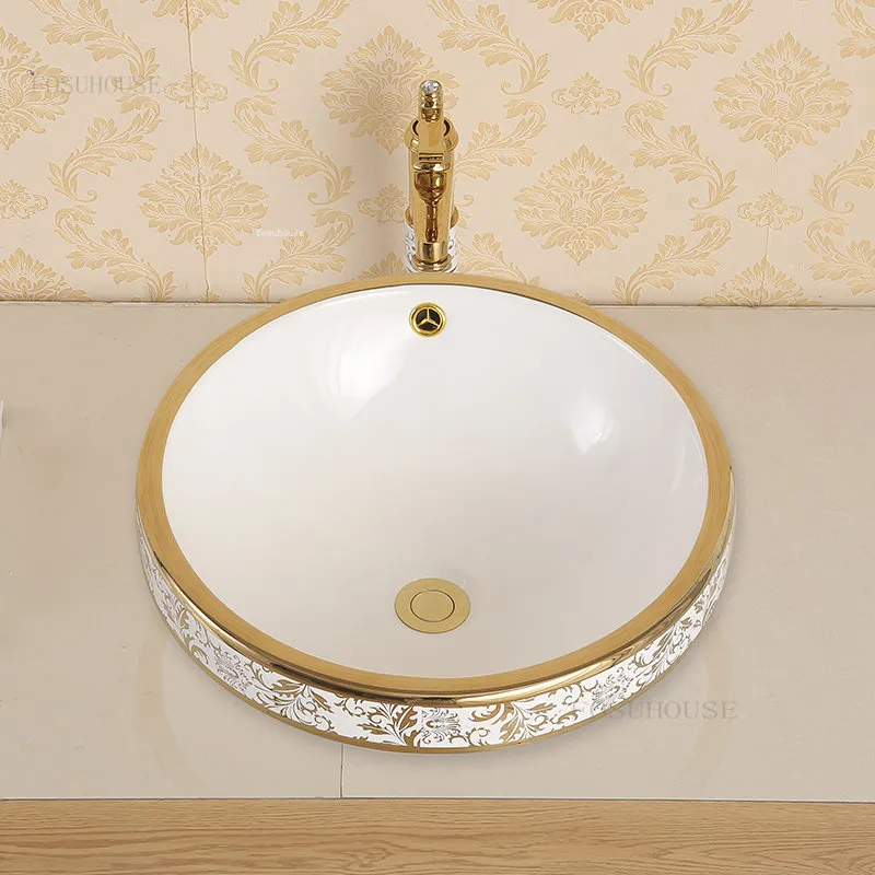 Light Luxury Bathroom Sinks Golden Modern Oval Phnom Penh Wash Basins ...