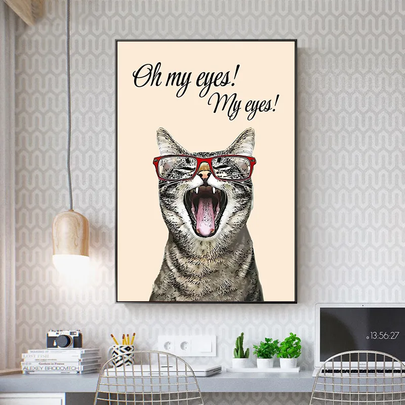Cute Pigs Cats Dog Canvas Painting Funny Quote Meme Poster Print Wall ...