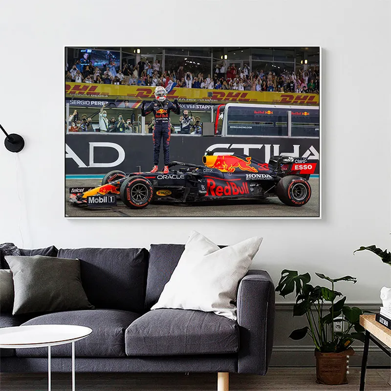 F1 Canvas, Car Canvas Wall Art: Racing Car Canvas Painting, Red Racer ...