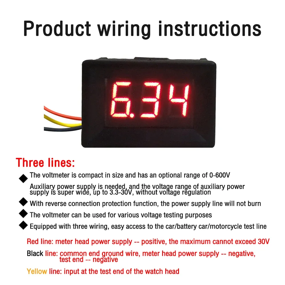 DHgate.com:Upgraded DC 0-600V Voltmeter Digital Voltage Meter 0.36/0.56" LED Display Volt Panel ...