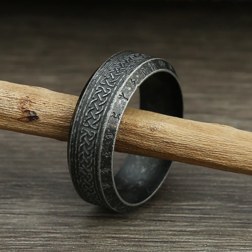 DHgate.com:"Unisex Stainless Steel Viking Rune Ring - Norse Celtic Knot Design, Gothic Punk Hip ...
