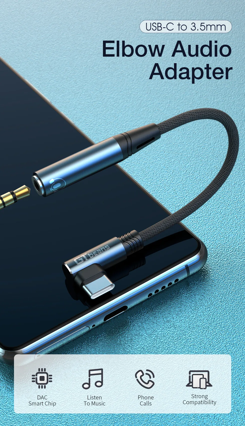 Earphone Jack Converter, Right Angle USB C To 3.5mm Audio Adapter Cable ...