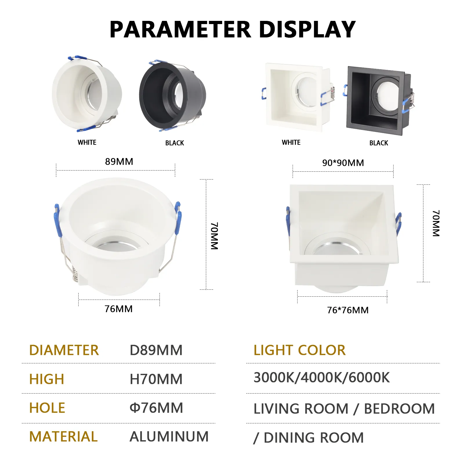 DHgate.com:Adjustable Aluminum LED Ceiling Downlight Holder for GU10 ...