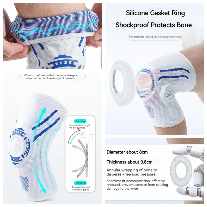 Silicone Spring Knee Pads with Patella Support for Men and Women in ...