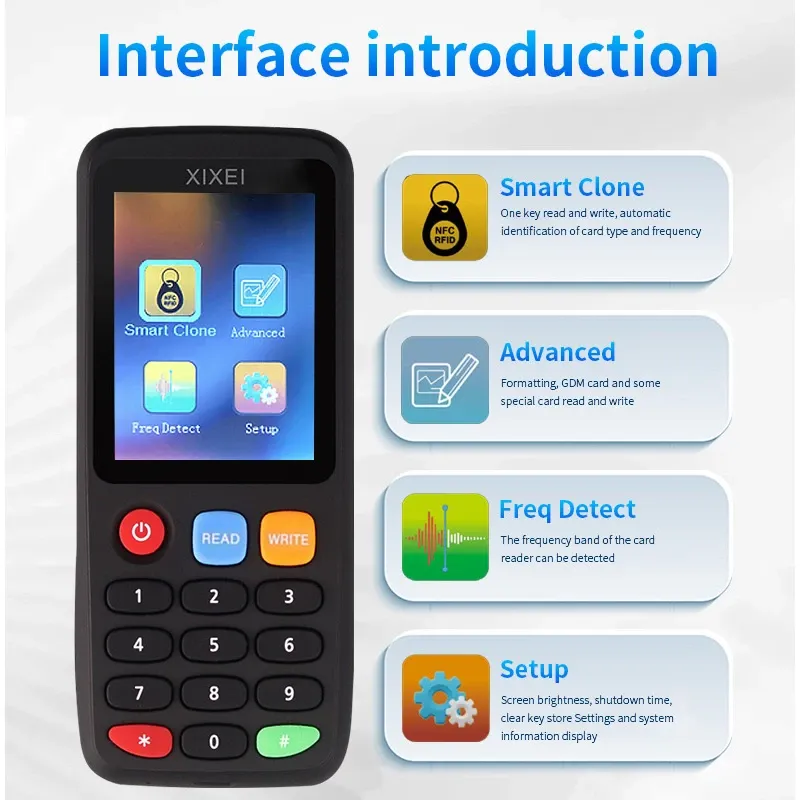 2024 RFID Card Reader 125KHz/13.56MHz NFC/IC/ID Copier Writer Ntag213 ...
