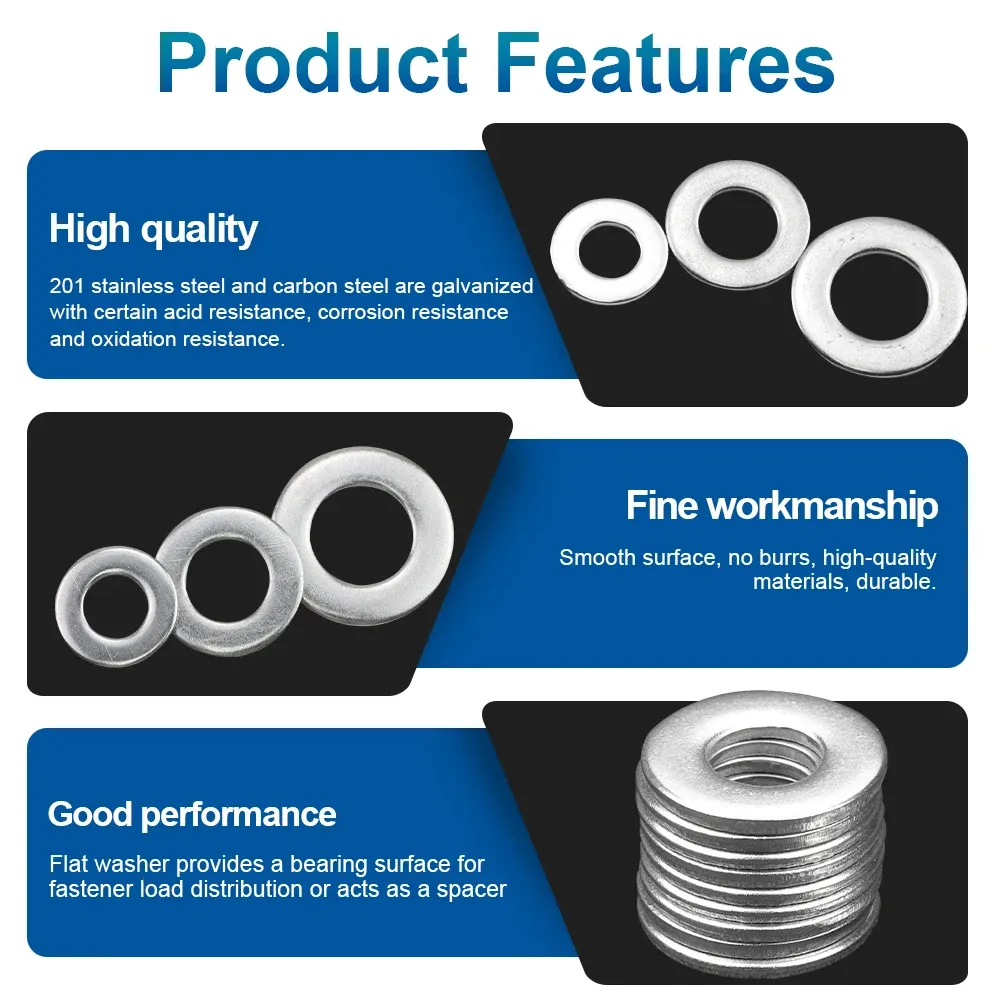 DHgate.com:NINDEJIN Steel Zinc Plated Plain Washers M1.6 M2 M3 M4 M5 M6 ...