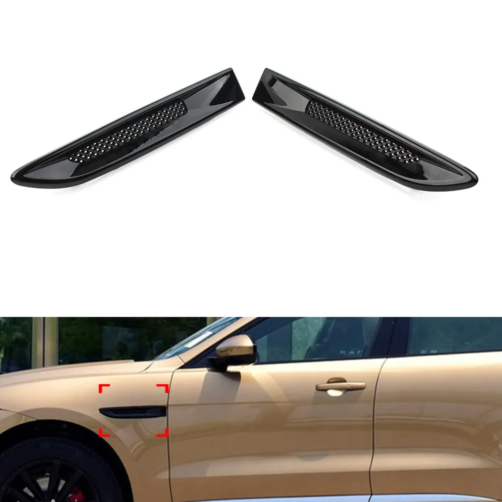 Gloss Black Front Side Fender Air Vent Outlet Grille Trim Compatible ...