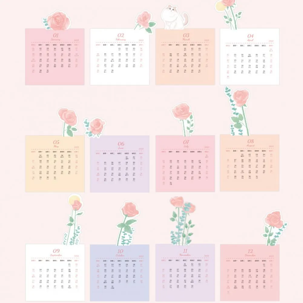 Time Management Mini Standing Paper Calendar with DIY Stickers for Home ...