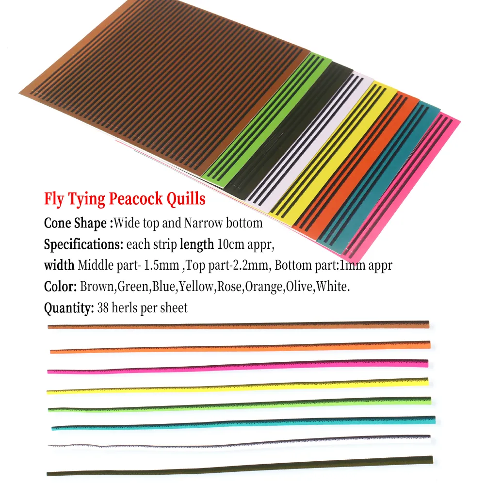 Wifreo Fly Tying Synthetic Peacock Body Quills, 1.5mm Wide, 2 Sheet ...