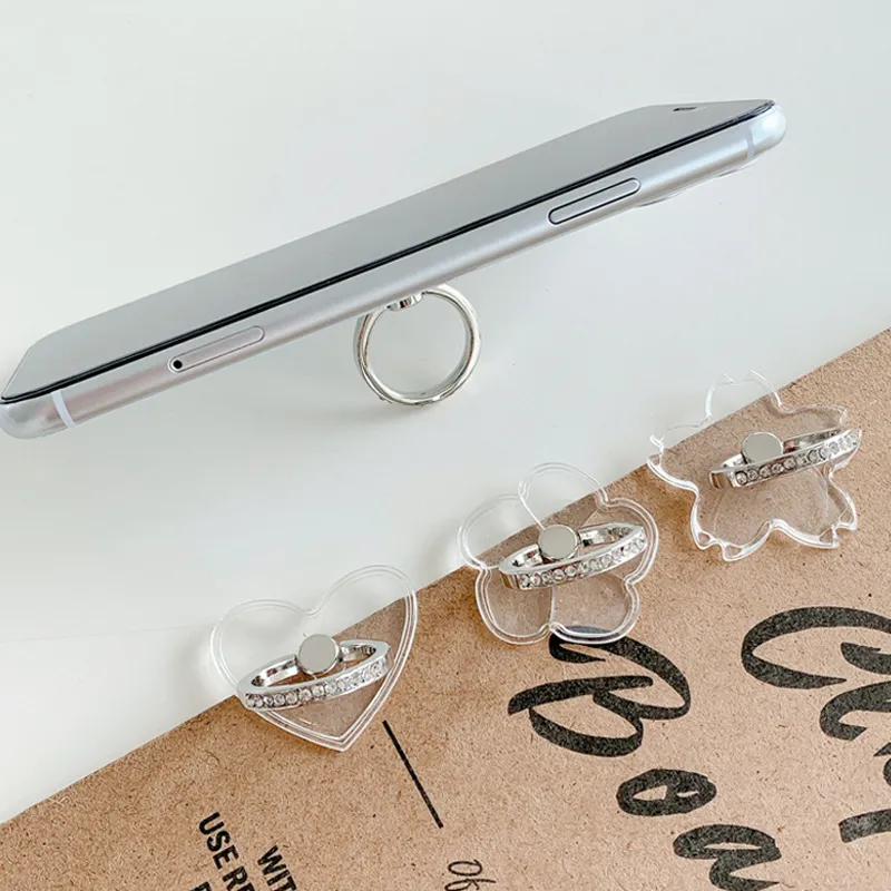 Transparent Diamond Acrylic Finger Ring Holder Phone Stand with ...