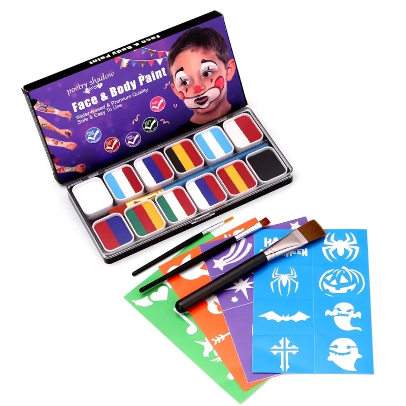 Kids' 12-Color Water-Based Face & Body Painting Kit - Safe, Vibrant ...