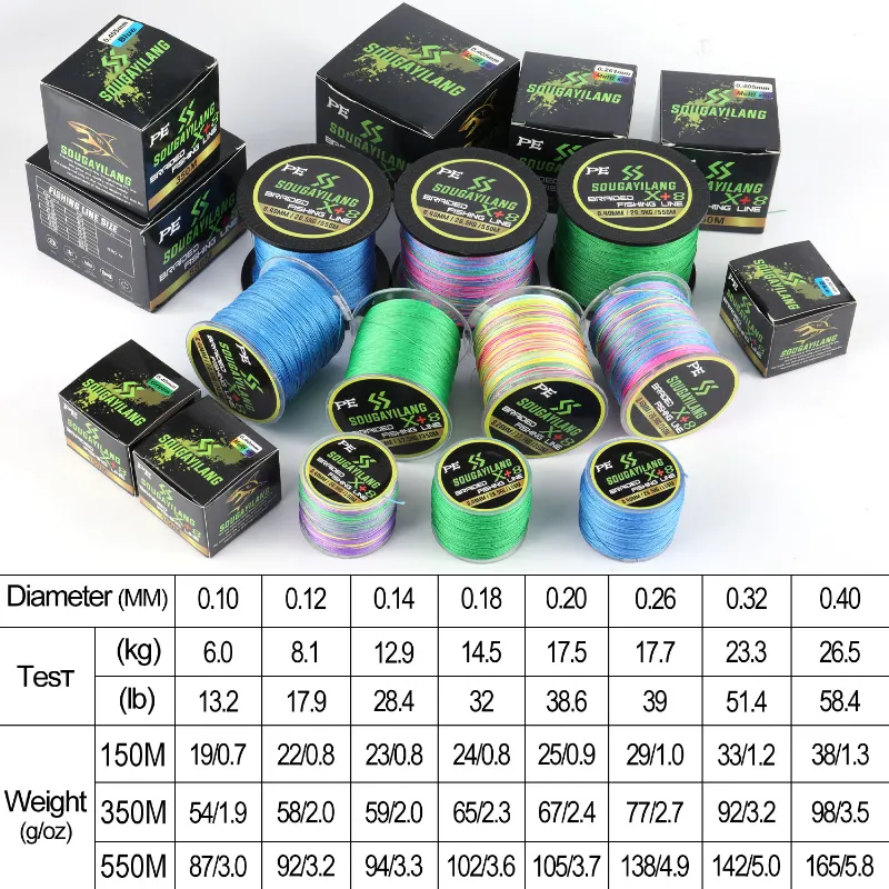 Sougayilang X+8 550M Multicolor PE Braided Fishing Line for Saltwater ...