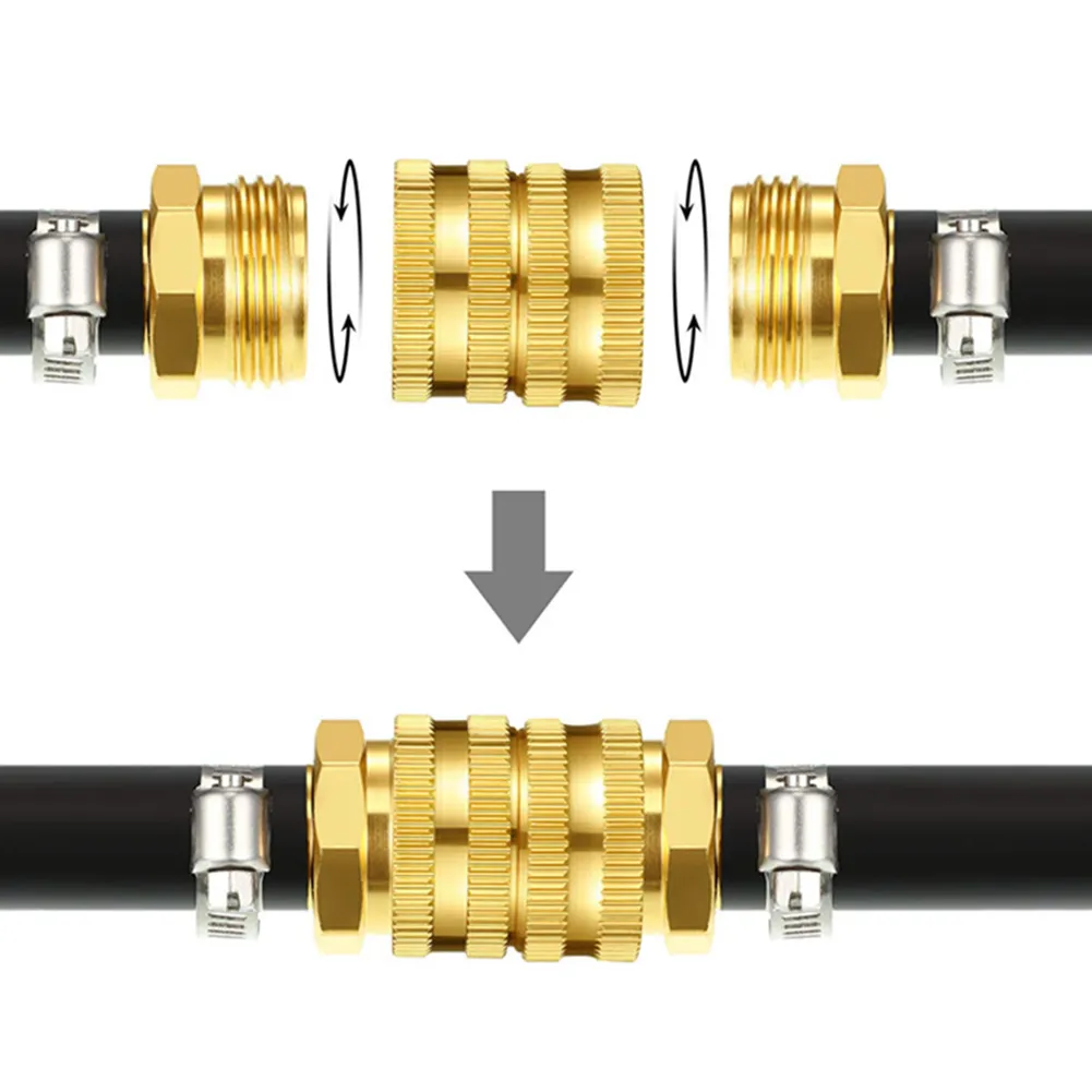 2 Way Hose Connector Brass Female Garden Hose Splitter, Two Way Adapter ...