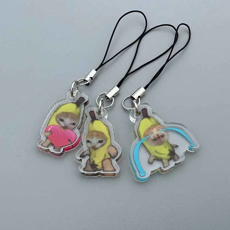 Banana Cat Phone Chain: Kawaii Yellow Small Maxwell Cat Pendant Lanyard ...