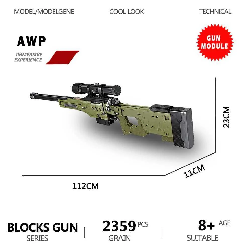 Blocks Military AWP Sniper Rifle Model Building Blocks Gun Bricks ...