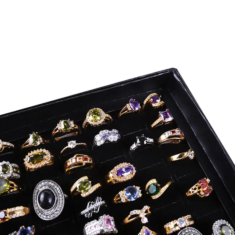 Ring Display Case Hundred Ring Display Tray With Clear Cover Jewelry ...