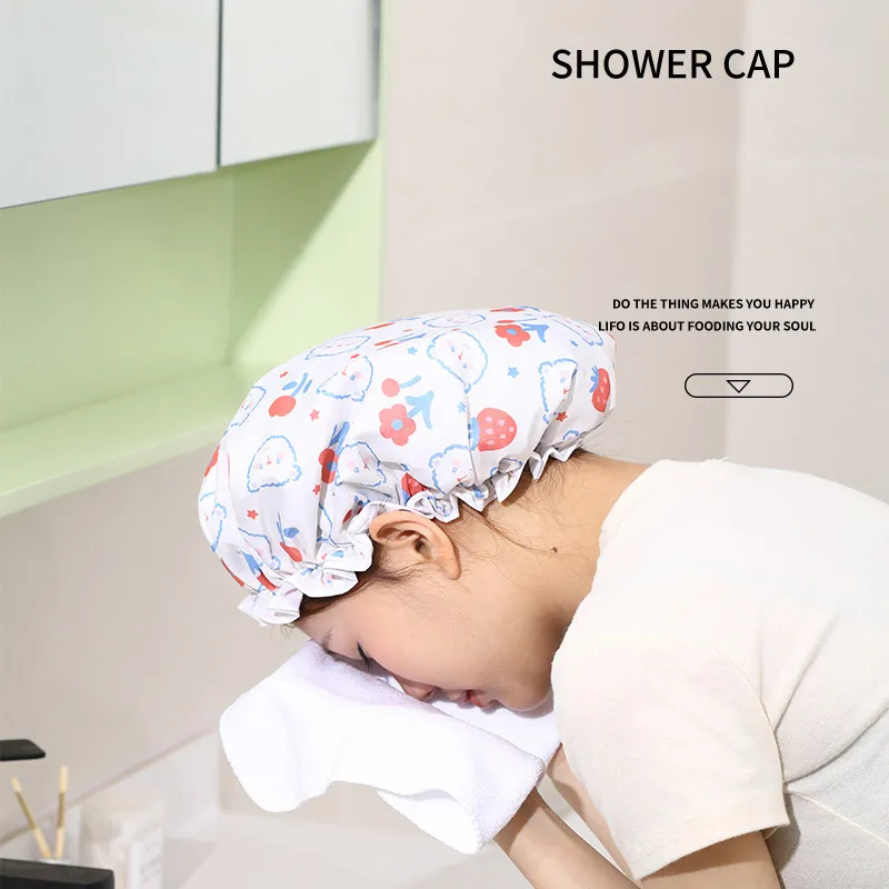 Reusable Shower Cap - Double Layer Waterproof Hair Cover for Bathing ...