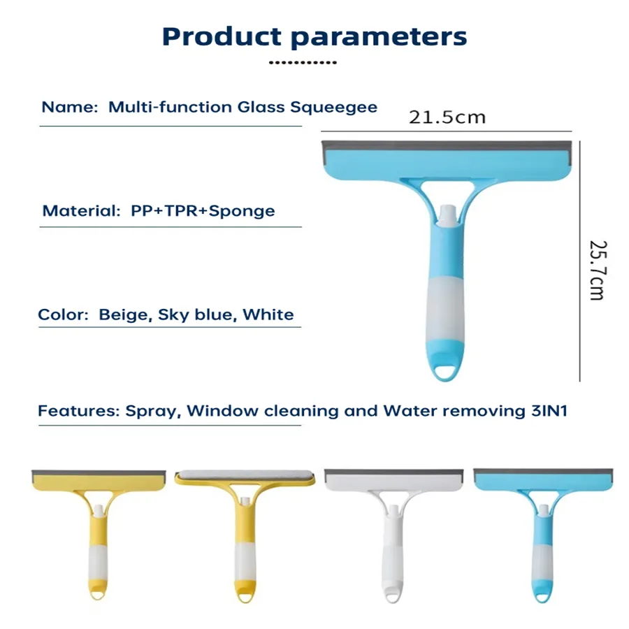 3-in-1 Glass Cleaning Tool: Wiper, Scraper & Sprayer - Shower Squeegee ...