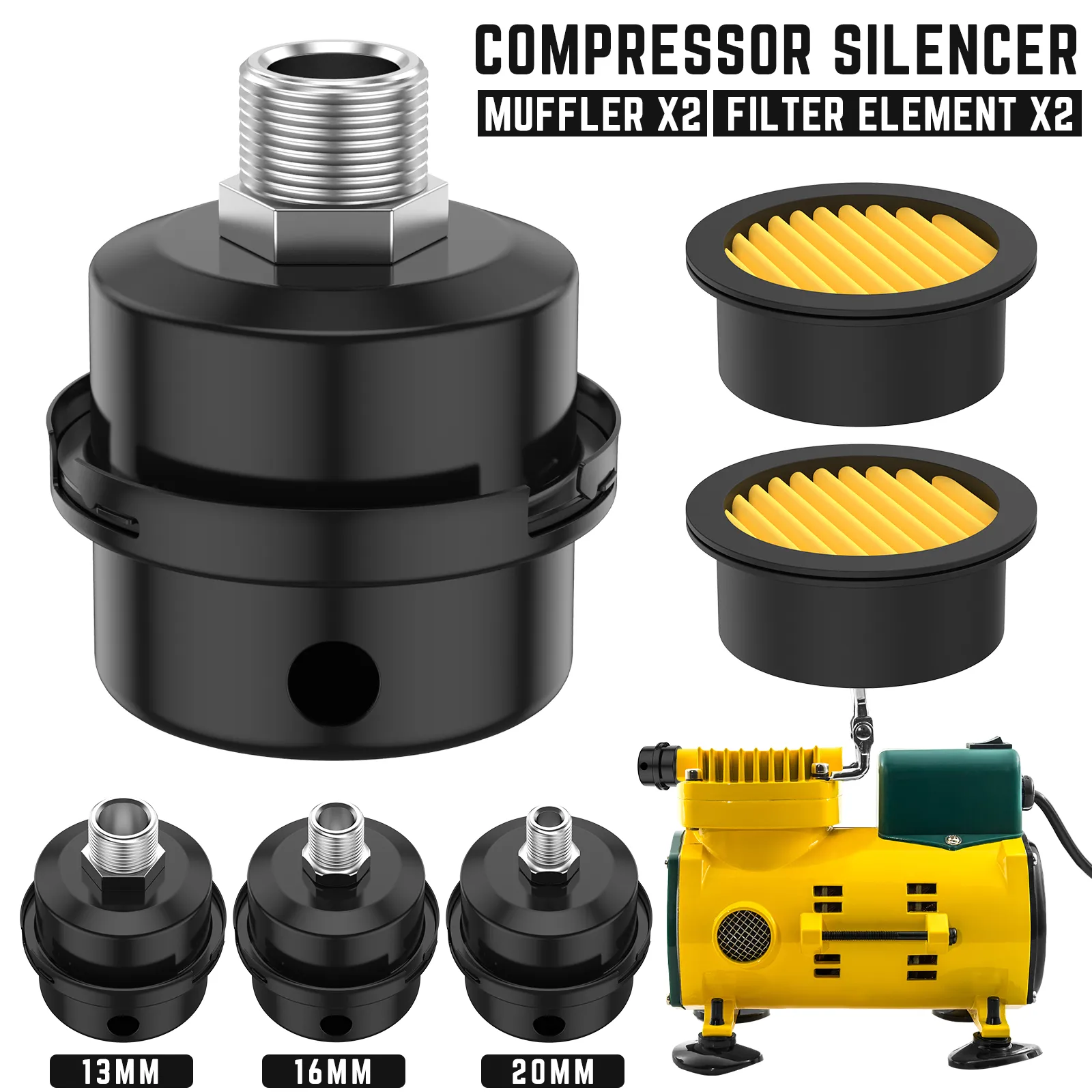 DHgate.com:2Pcs/Set Air Compressor Silencer 13mm 16mm 20mm Air ...