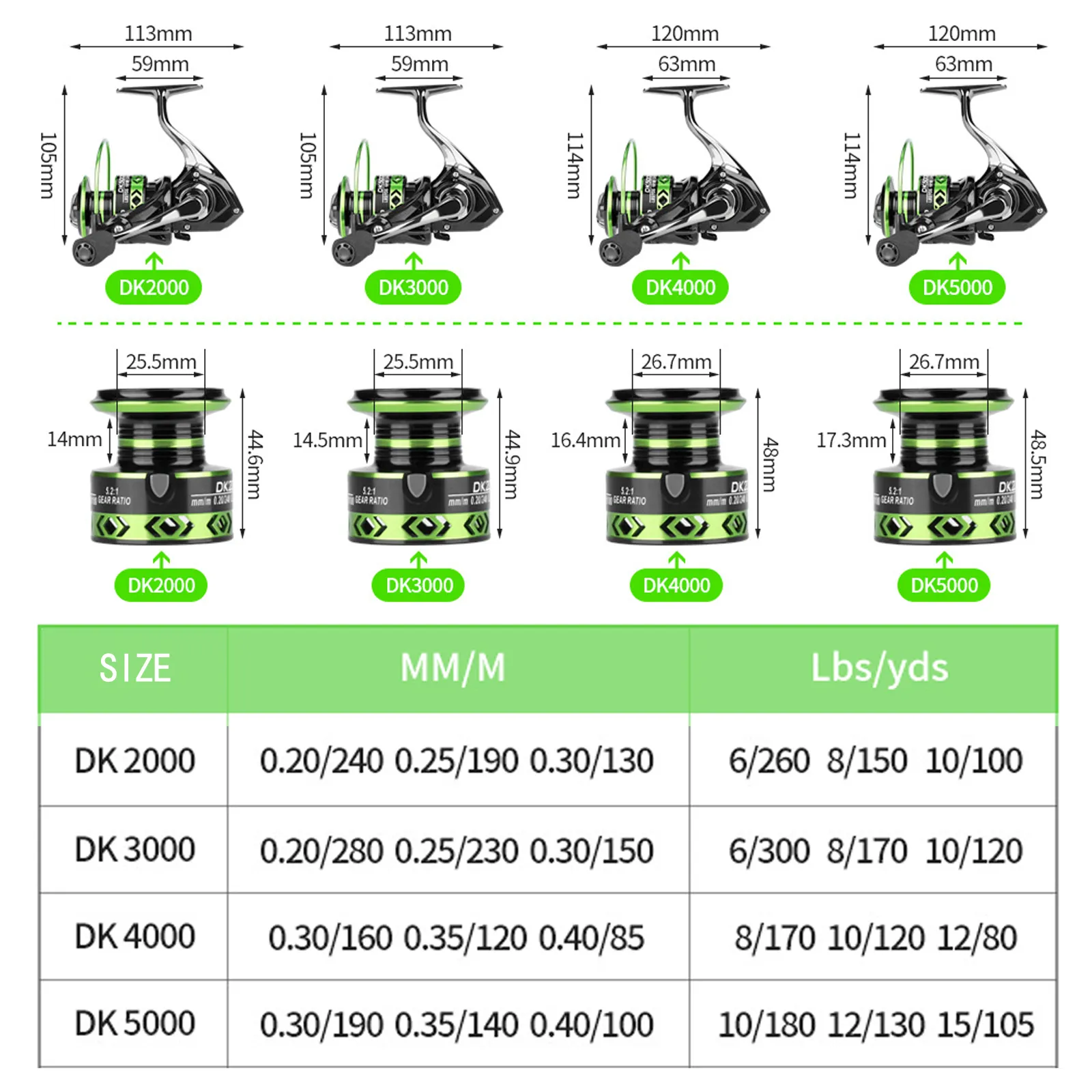DK2000-5000 Ice Fishing Spinning Reel Lightweight Ultra Smooth ...