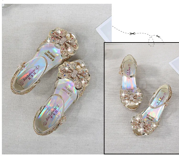 Sparkly Princess Sandals for Girls - Colorful Sequins, High Heels, Peep ...