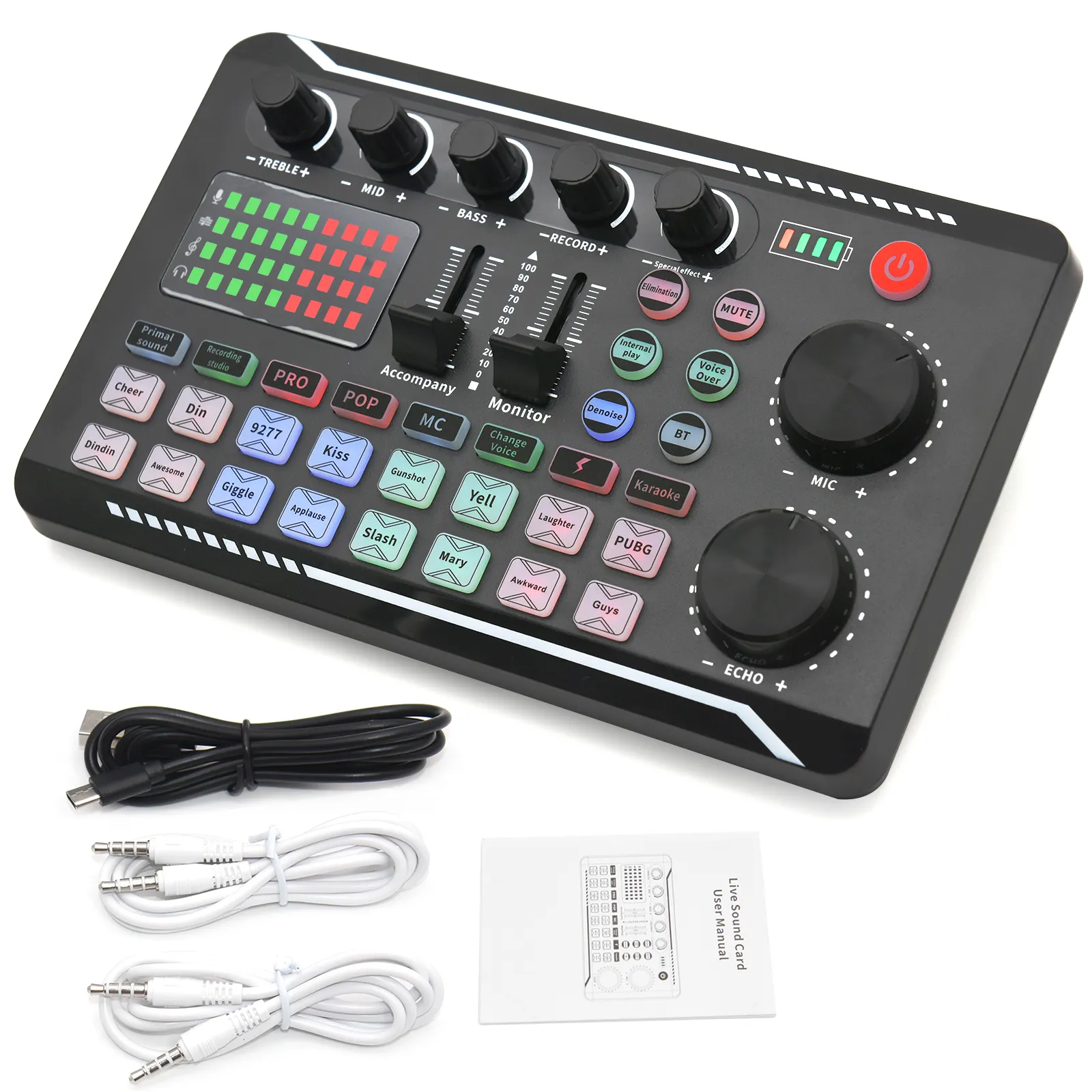 DJ Sound Card Mixer For Karaoke & Live Streaming F998 Voice Changer ...
