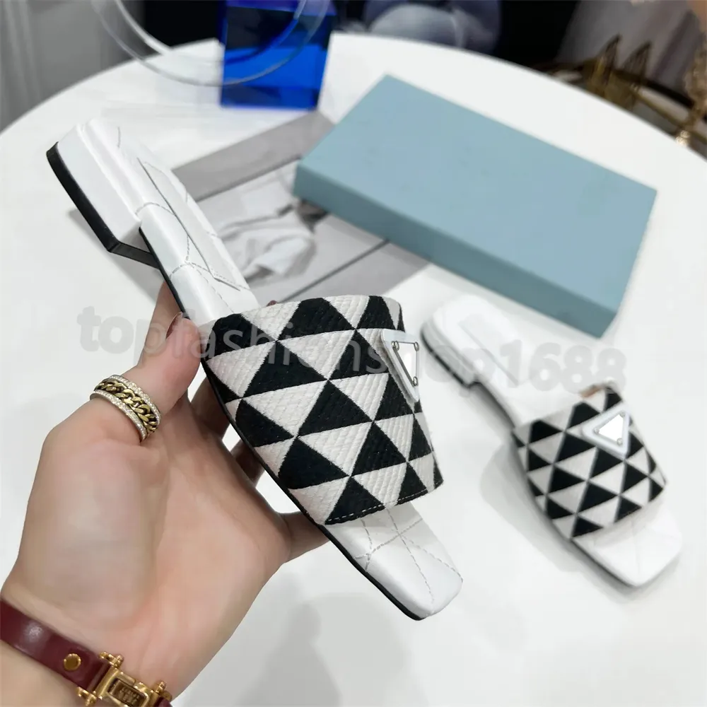 New Prad Triangle Straw Weave Slipper Sandal Platform Raffias Slippers ...