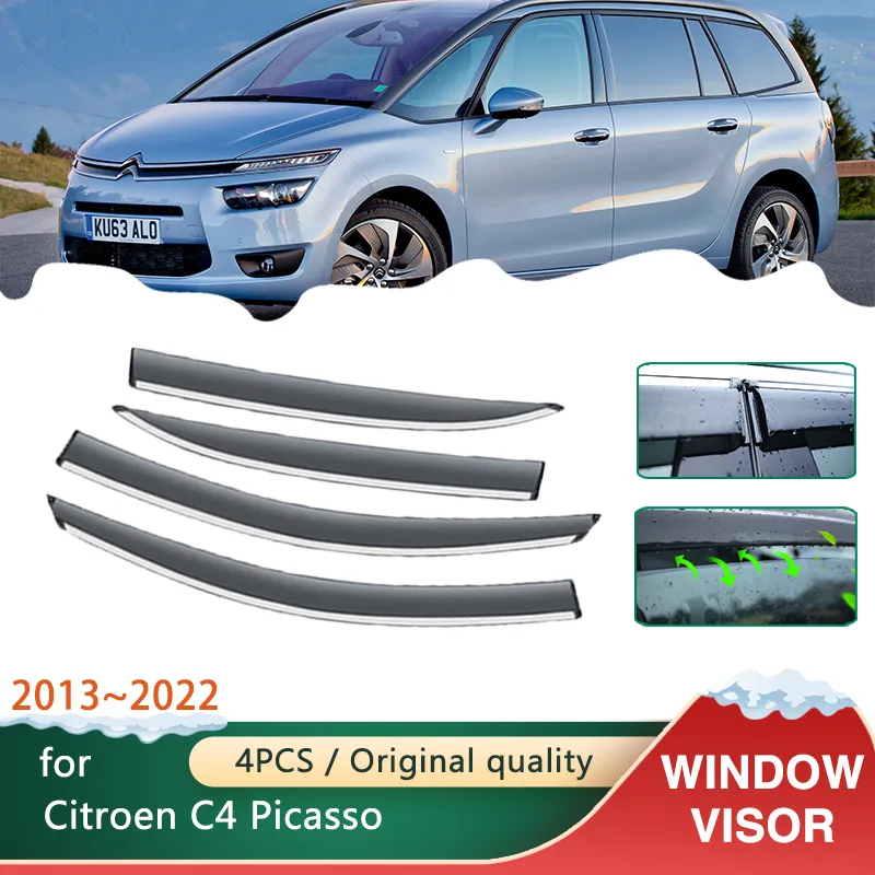 Citroen C4 Picasso MK2 Side Window Visors, Set of 4, Dark Smoke, Rain ...