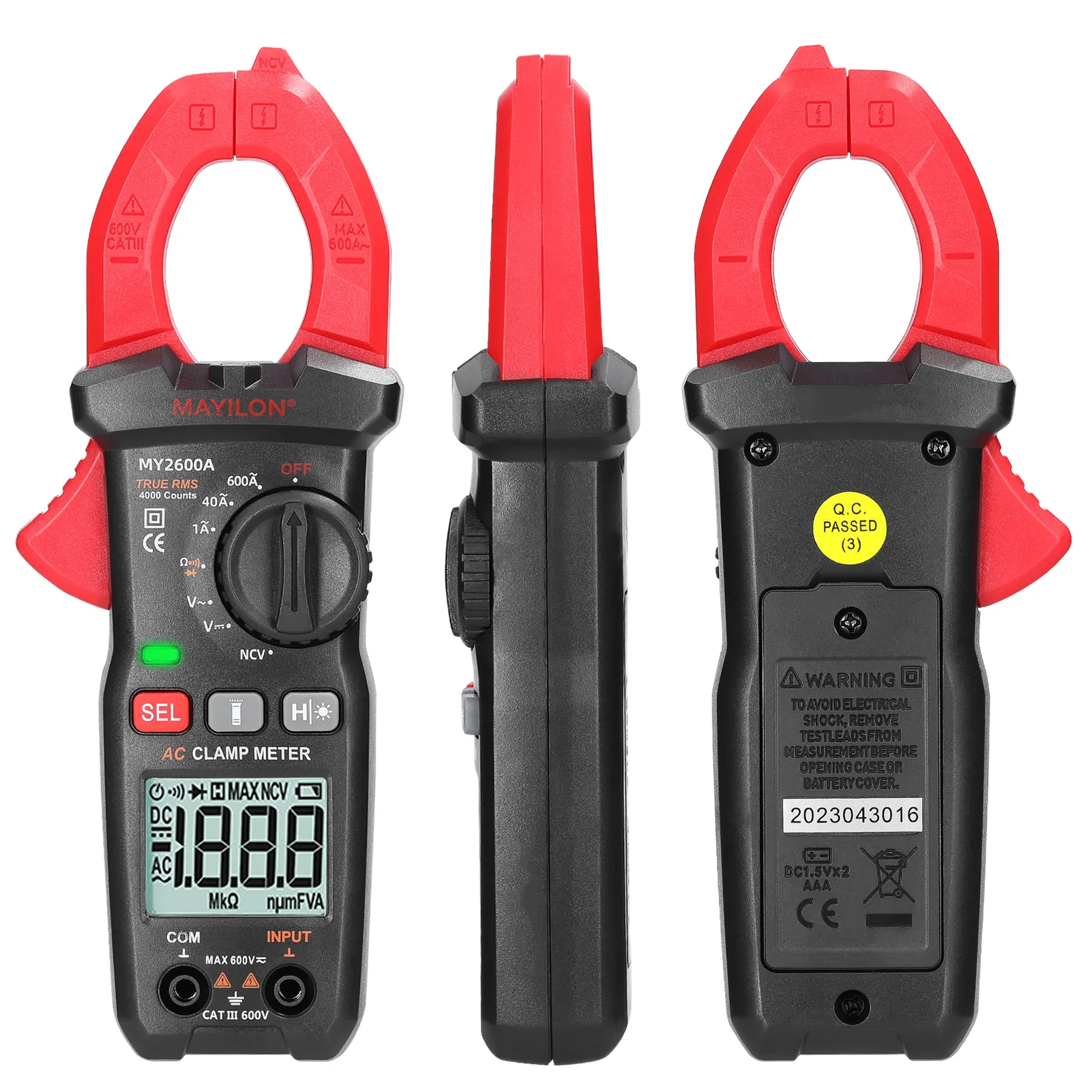 Professional Digital Clamp Meter: 600V Voltmeter Tester, Amp Volt Meter ...