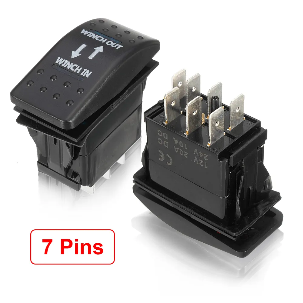 Waterproof Rocker Switch 12V, 3 Way Momentary Toggle Switch 7 Pin ON ...
