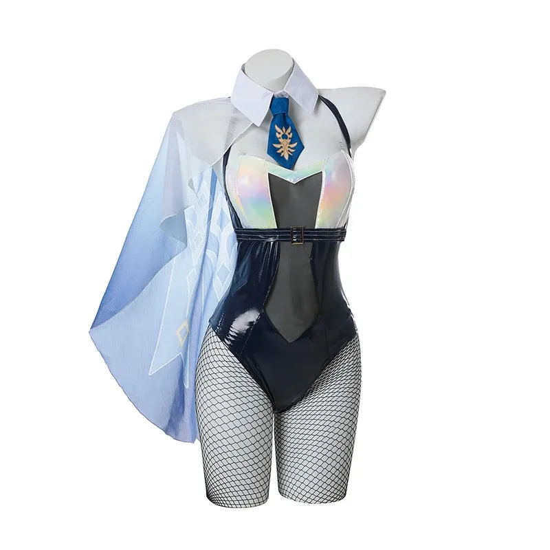 ROLECOS Eula Bunny Girl Cosplay Costume Sexy Women's Bunny Suit Jumpsuit With Cloak | Genshin ...