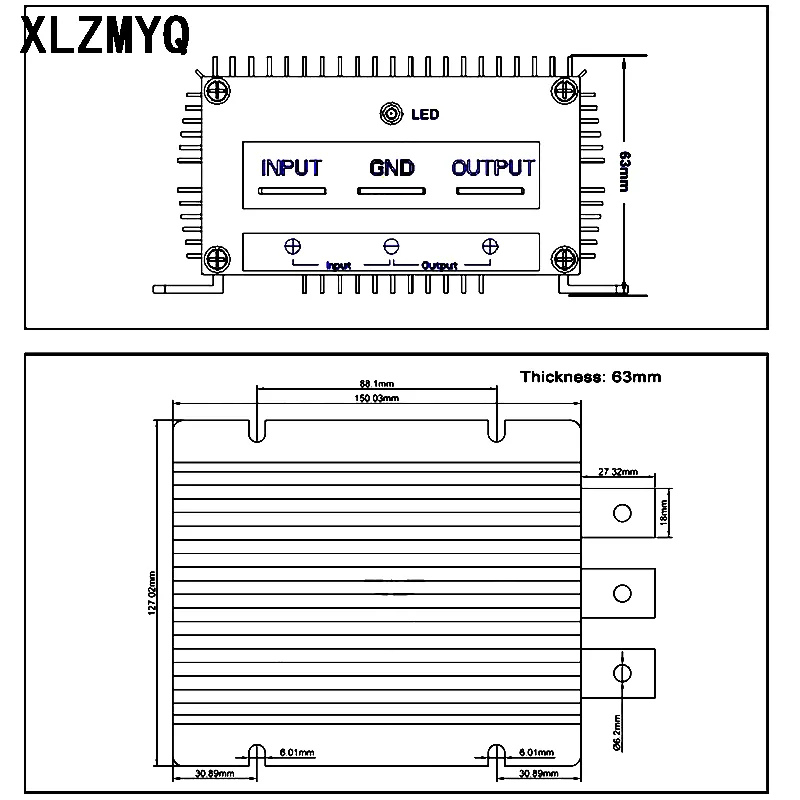 DC-DC Step-down Module with Regulator Voltage - 24V to 12V, 50A/60A ...