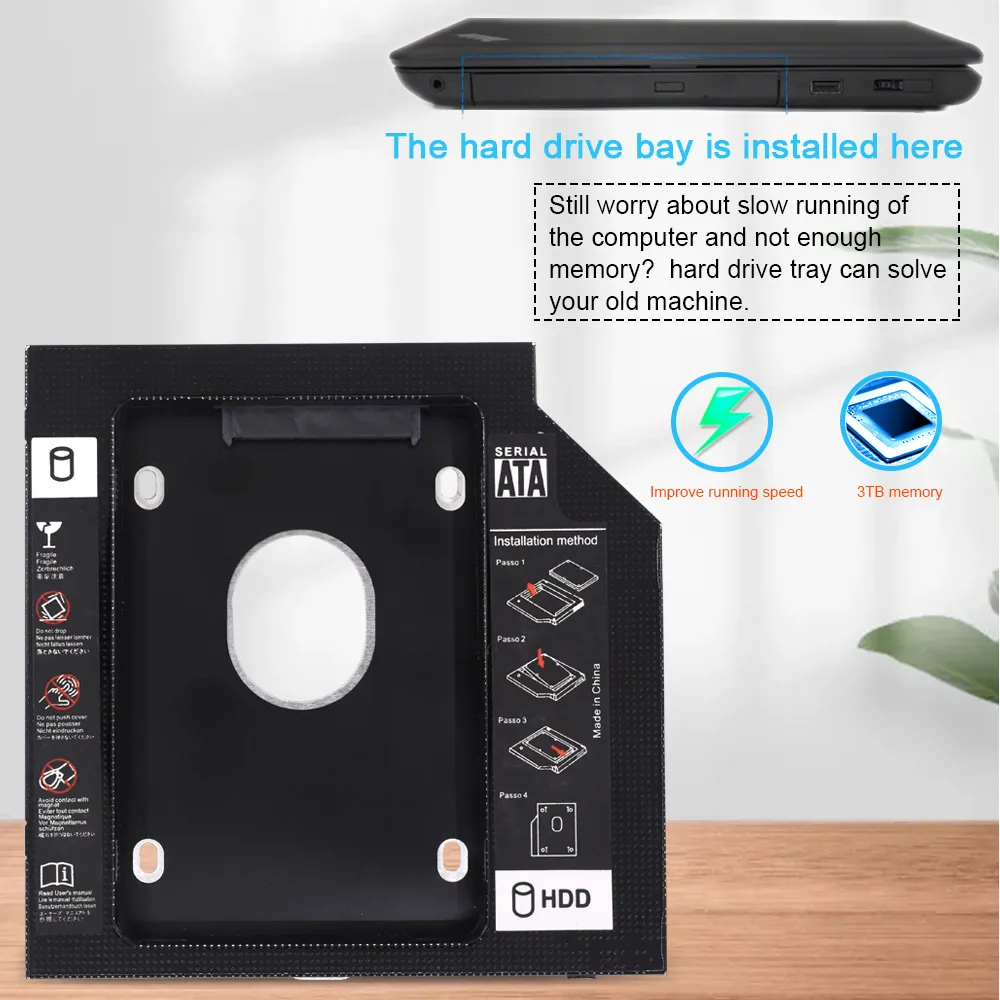 DHgate.com:Gold 9.5mm/12.7mm Aluminum 2nd HDD Caddy for 2.5 SSD DVD CD ...