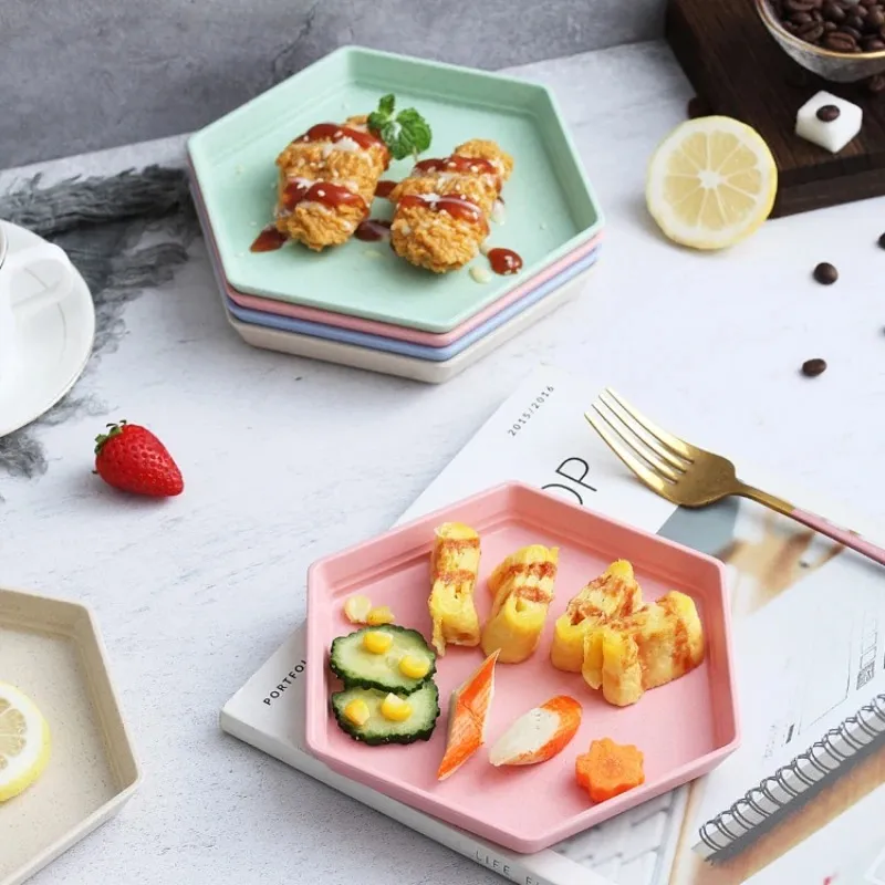 Lightweight Wheat Straw Plates, Hexagonal Reusable Unbreakable ...