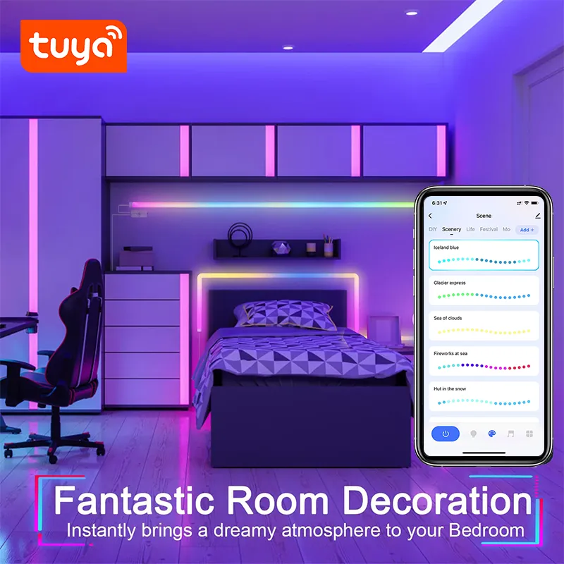 Dream Color LED Lights: TUYA Smart RGBIC Wall Sconces, WiFi Multicolor ...