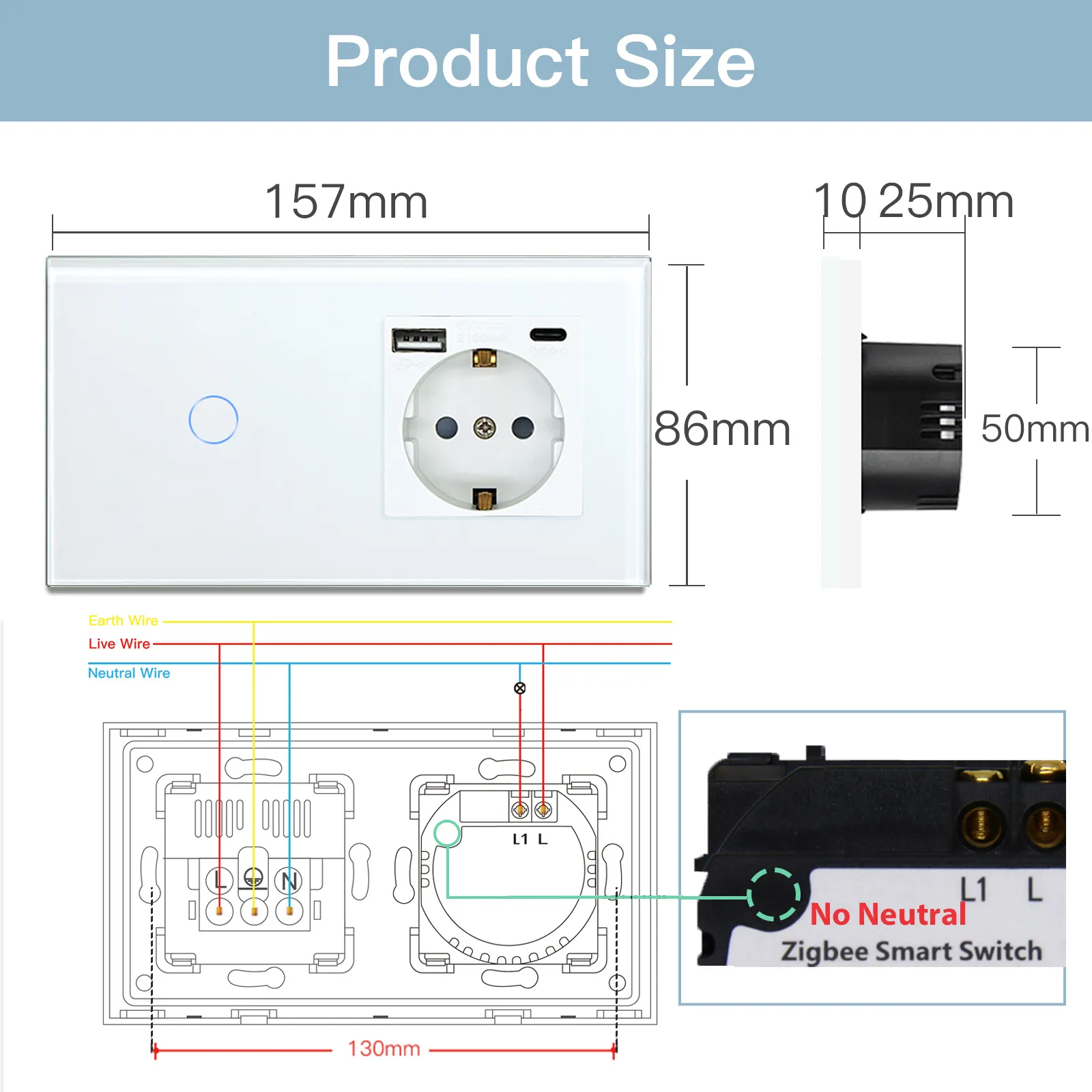 Smart Light Socket: Multi-Gang/Way Touch Wall Switch, No Neutral Wire ...