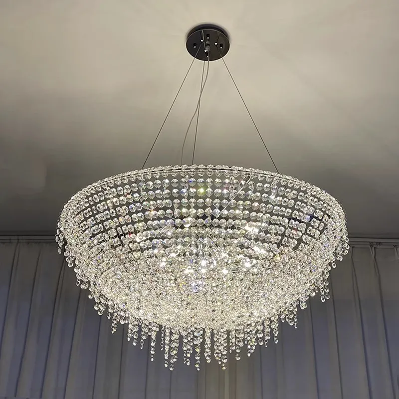 Luxury Crystal Round Crystal Chandelier With LED Light For Modern ...
