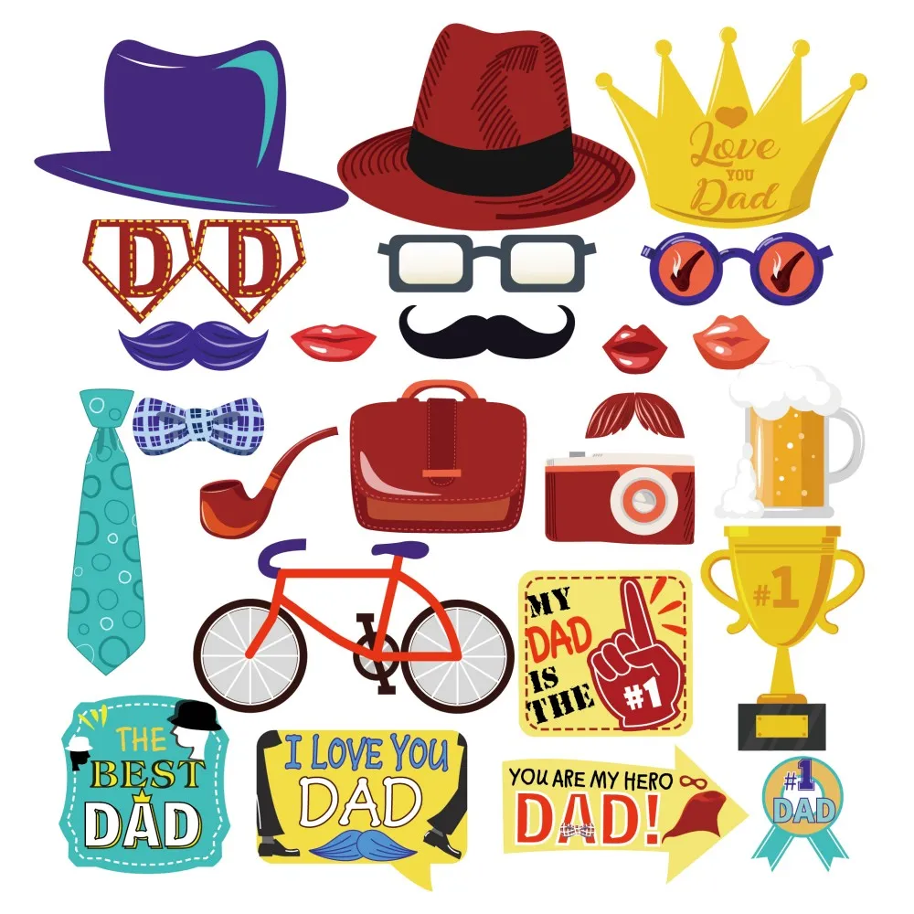 Father's Day Photo Booth Props Set: Includes DIY Hats, Glasses, And ...