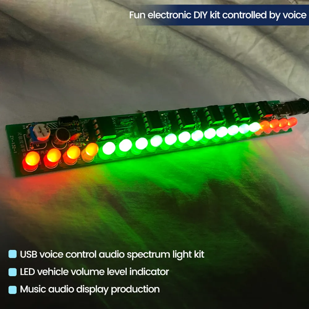 DC 5V-12V LED Sound Audio Spectrum Analyzer Level Indicator Kit DIY ...