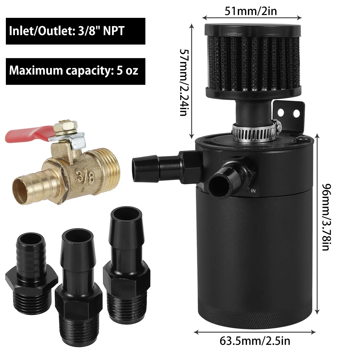 150ml Aluminum oil and water separator Catch Can Tank...